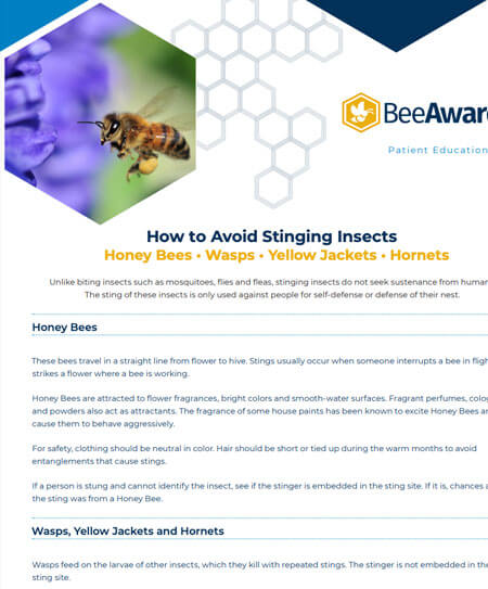 Free Handouts | BeeAware Allergy